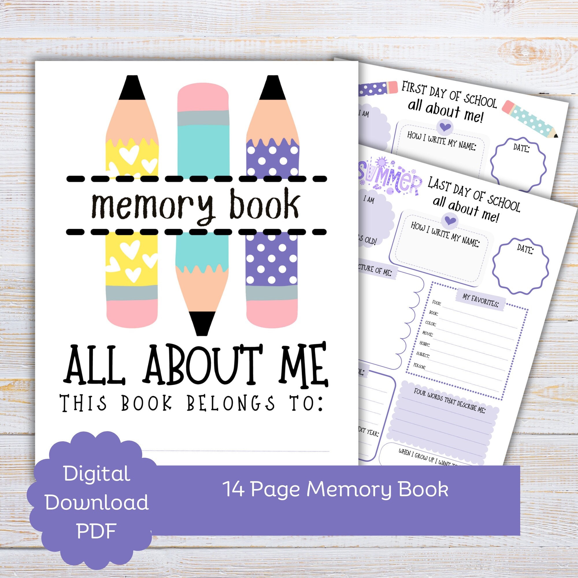 Memory Book, Grade School Keepsake, School Keepsake, Memory Book PDF ...