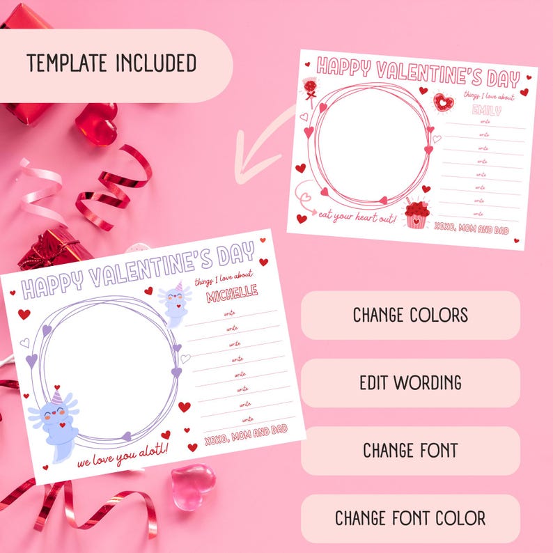 Editable Valentine's Day Placemat: Personalized Kids Activity Mat ...