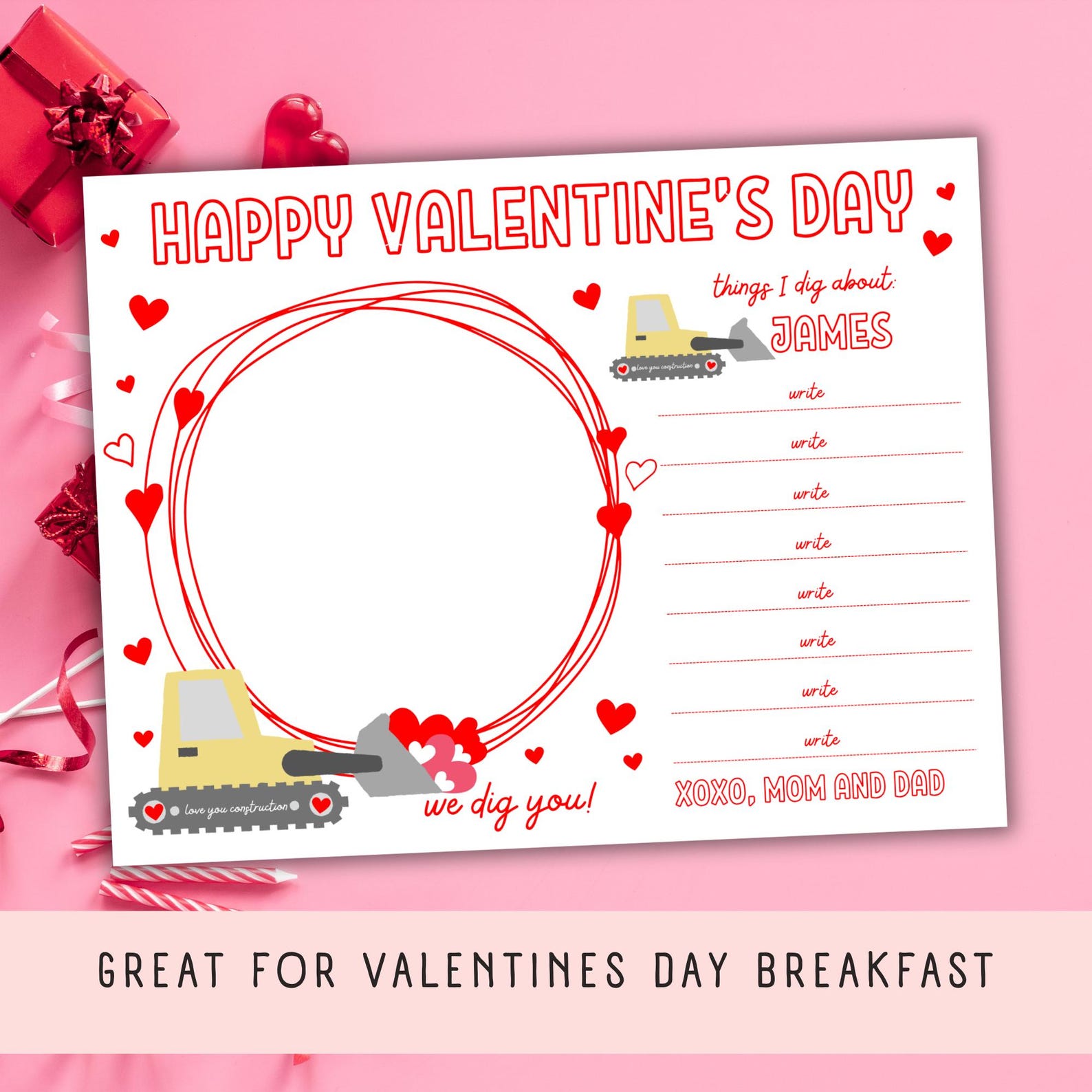 Editable Valentine's Day Placemat: Personalized Kids Activity Mat ...