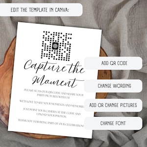 Interactive QR Code Party Sign: Photo Upload Canva Template (digital ...