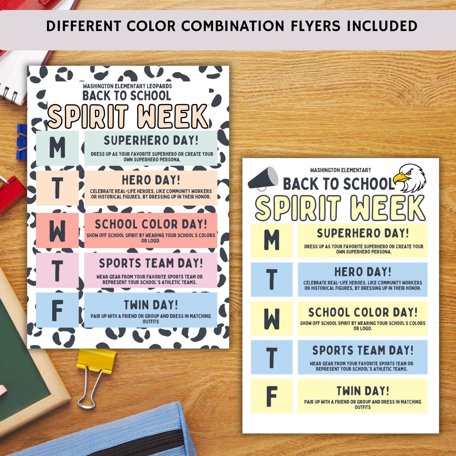 Editable School Spirit Week Flyer Templates: Canva Bundle (digital ...