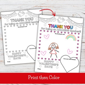 Teacher Valentine Coloring Page: Thank You Gift (digital Download) - Etsy