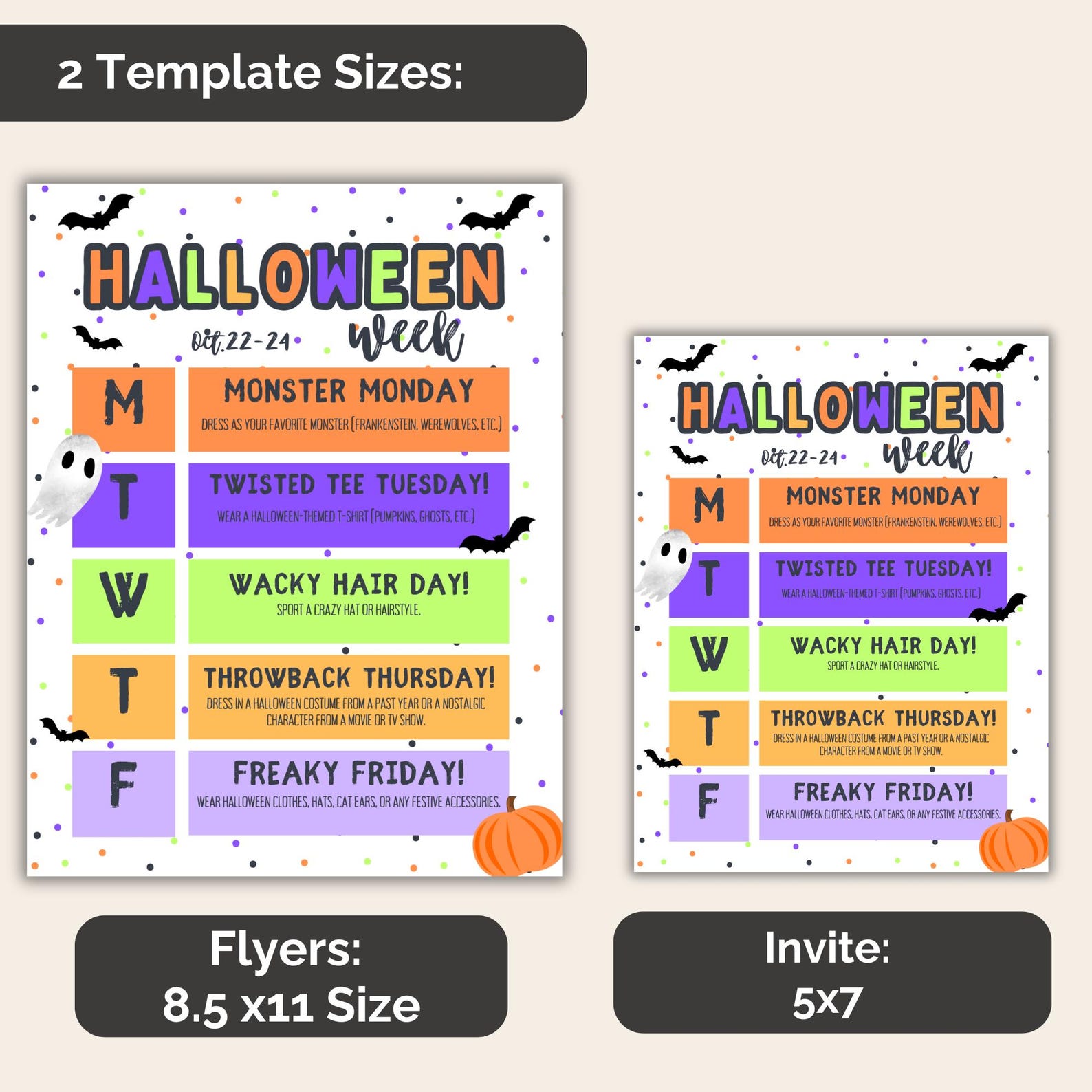 Editable Spirit Week Template: Canva Design (digital Download) - Etsy