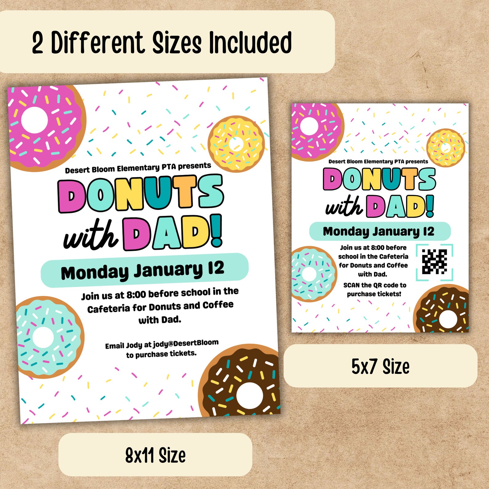 Donuts With Dad Flyer: Editable School Event Invitation (canva) - Etsy