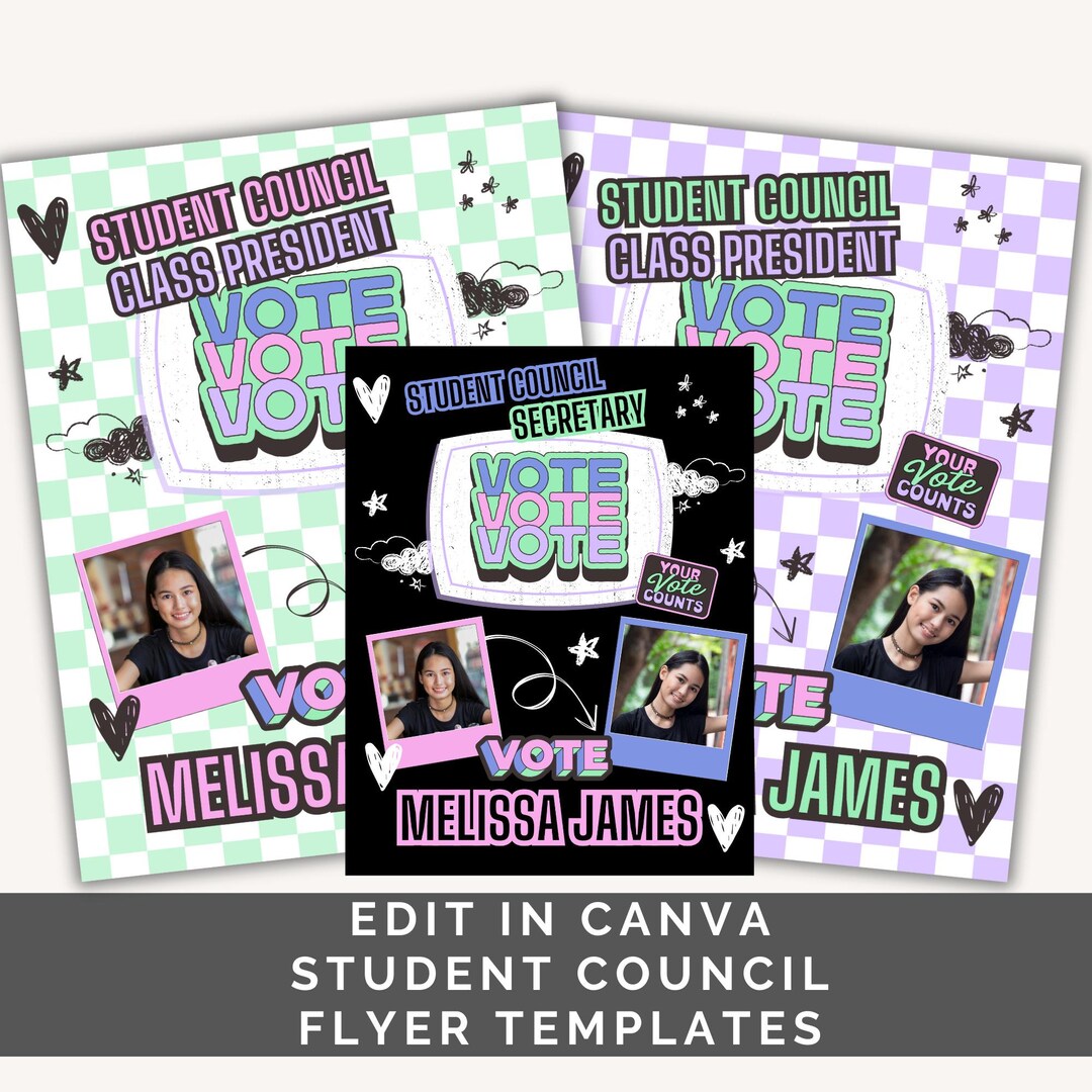 Student Council Campaign Flyer Templates: Editable Voting Posters ...