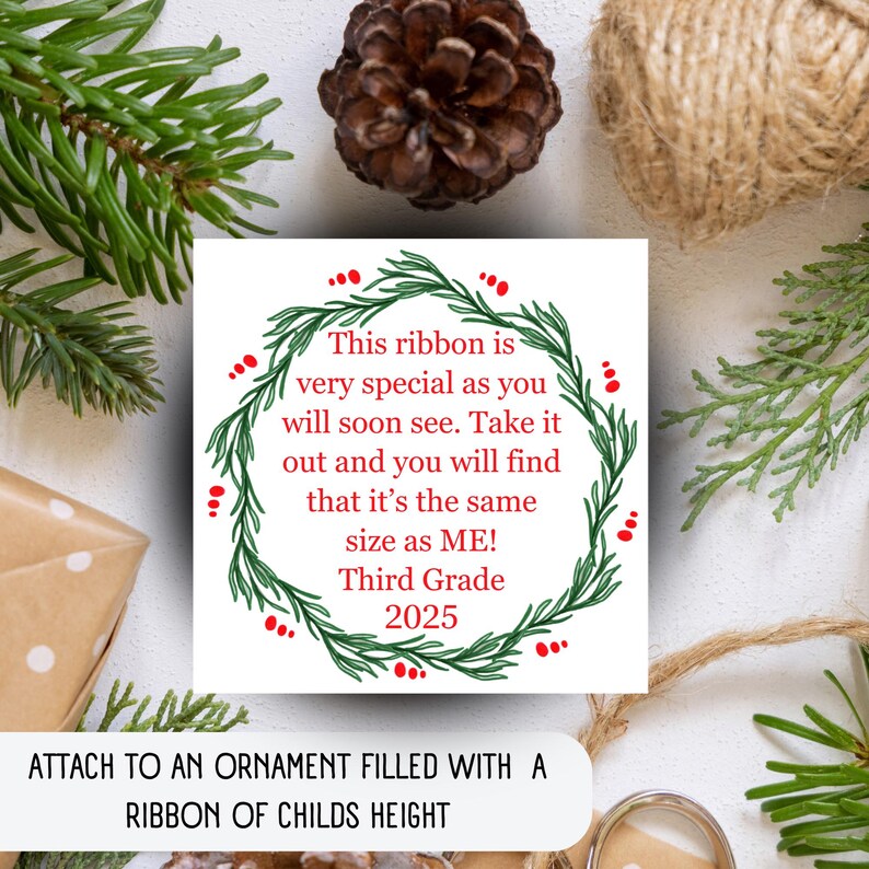 Editable Ribbon Height Christmas Ornament Tag (canva Template) - Etsy