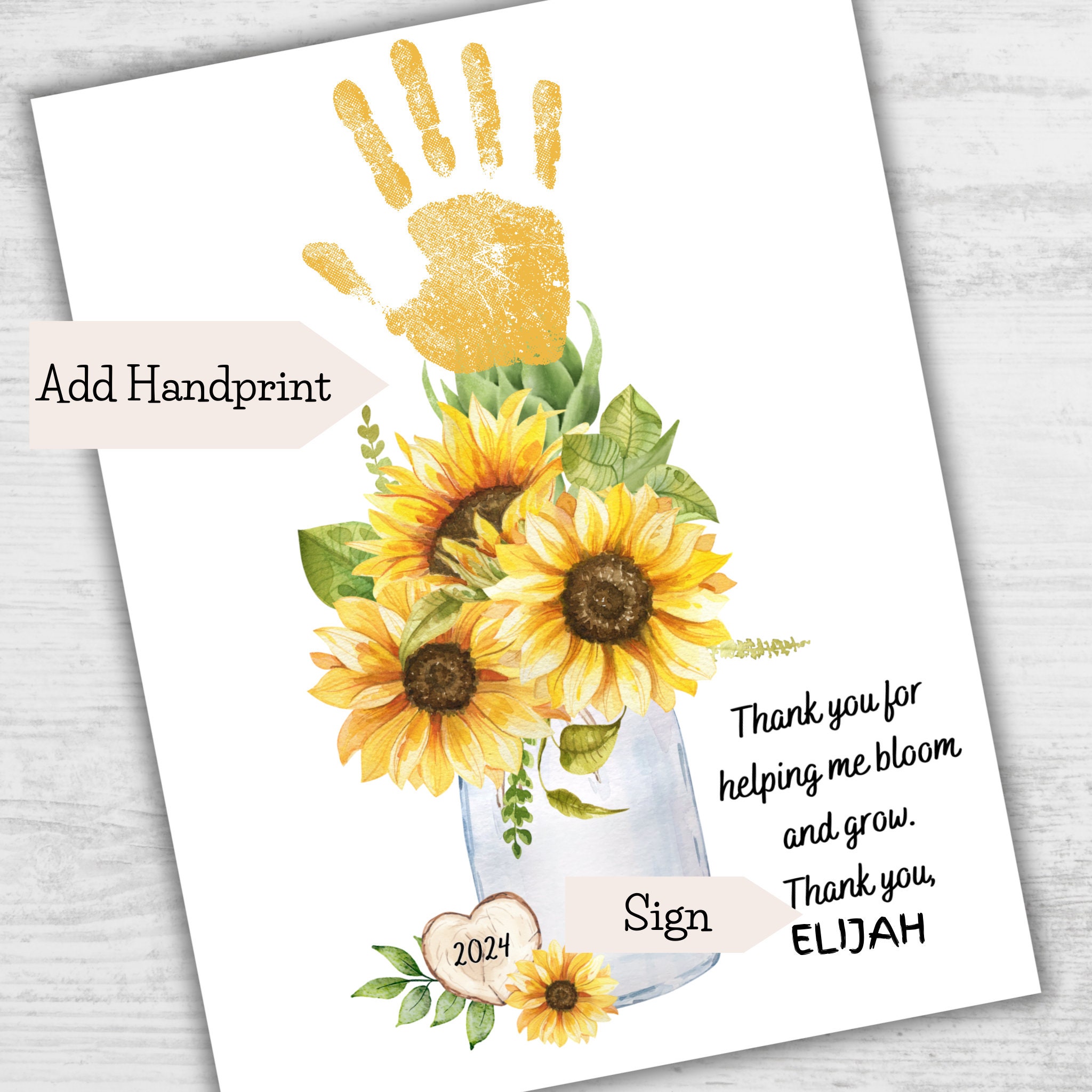 Teacher Appreciation Gift Handprint Art, Instant Download, Printable ...