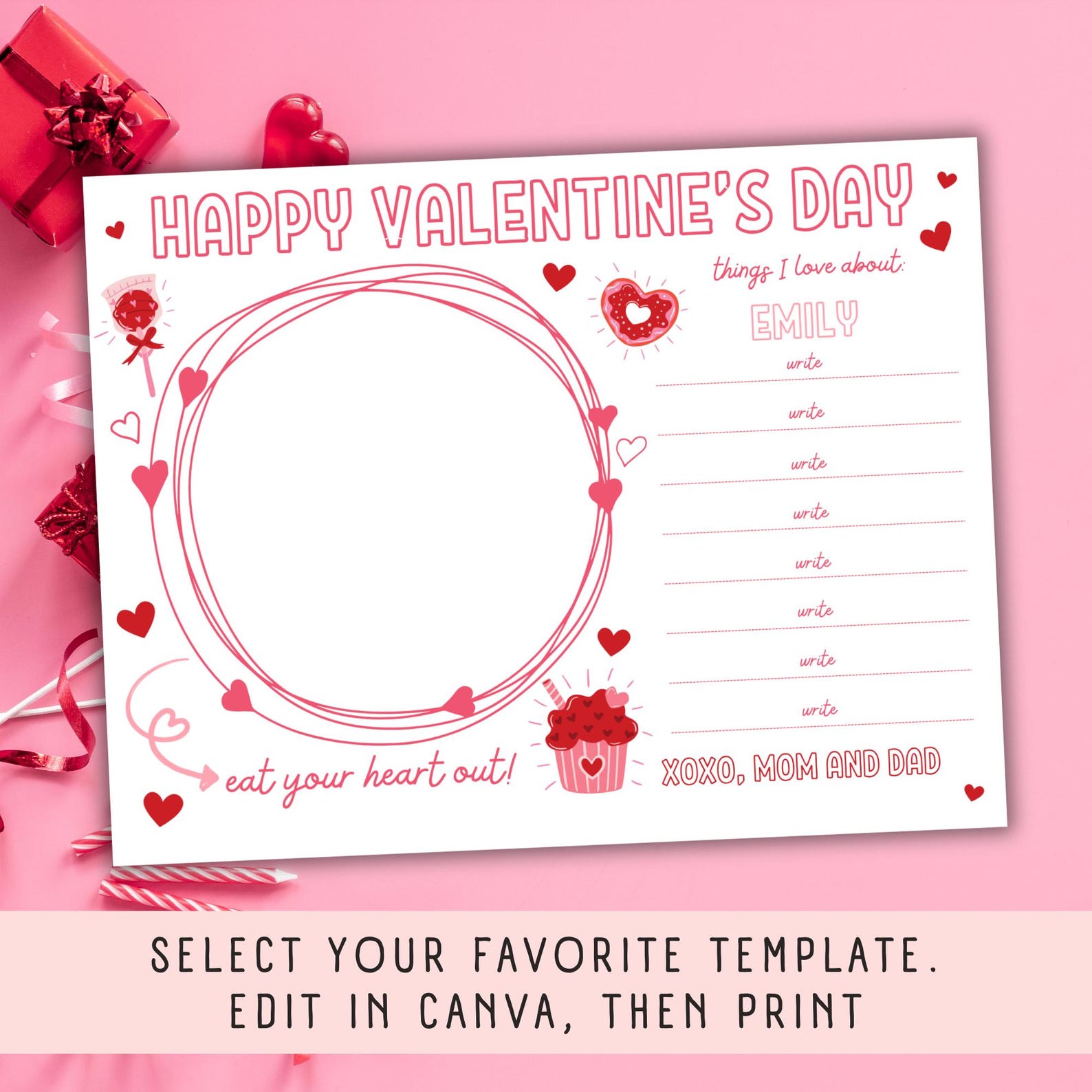 Editable Valentine's Day Placemat: Personalized Kids Activity Mat ...