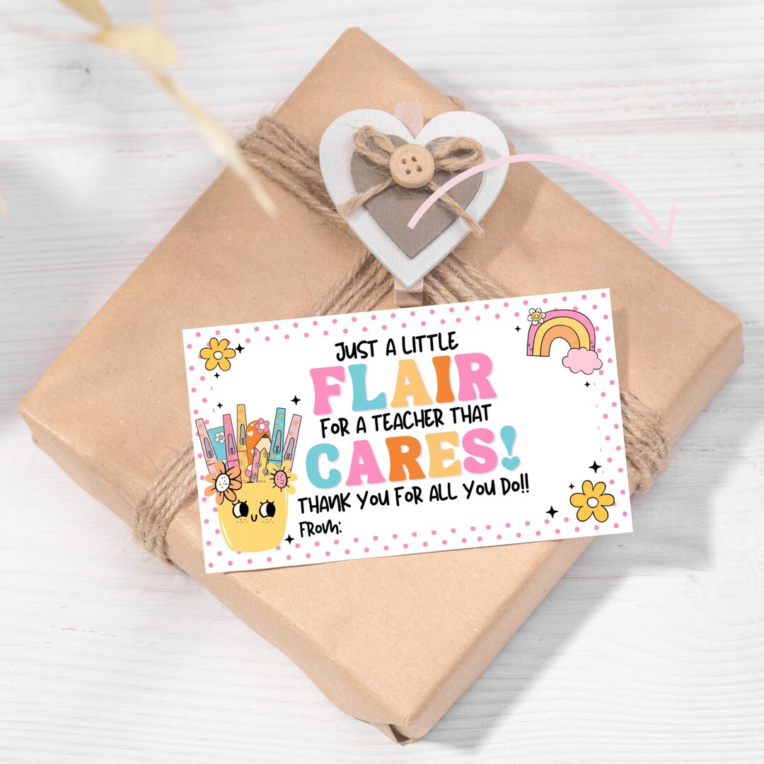 Retro Teacher Gift Tag, Flair Pens, School Stickers (digital Download ...