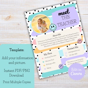 Meet the Teacher PDF, Template, Back to School Flyer,editable Teacher ...