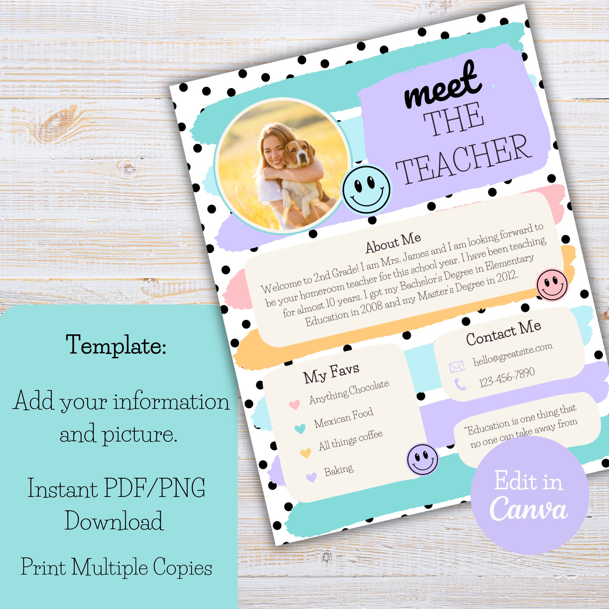 Meet the Teacher PDF, Template, Back to School Flyer,editable Teacher ...