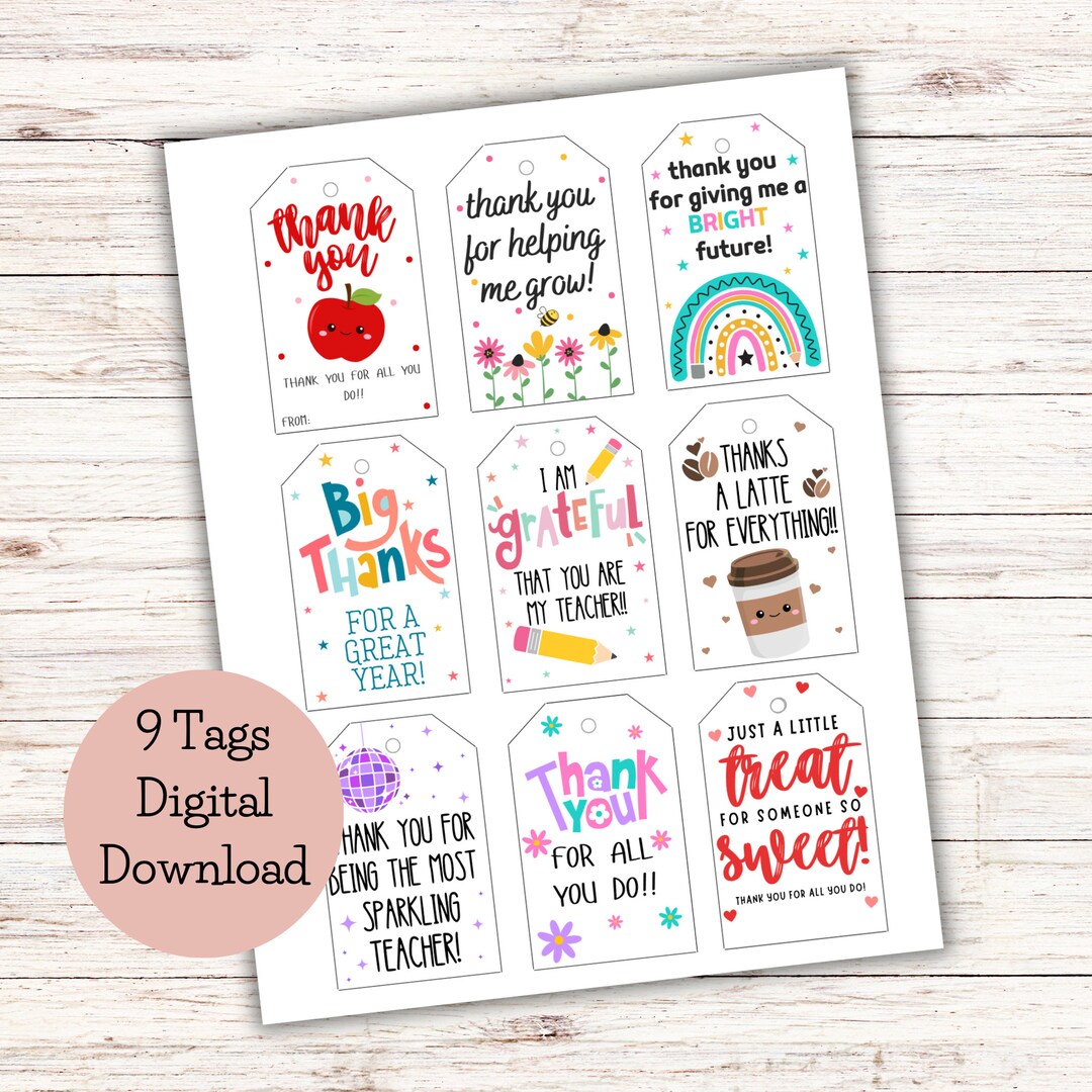 Gift Card Tag Bundle, Bulk Gift Tags, Printable Gift Tags, Teacher Gift ...