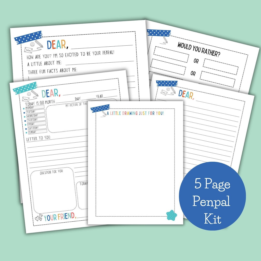 Digital Penpal Kit: 5-page Letter Writing Set (digital Download) - Etsy