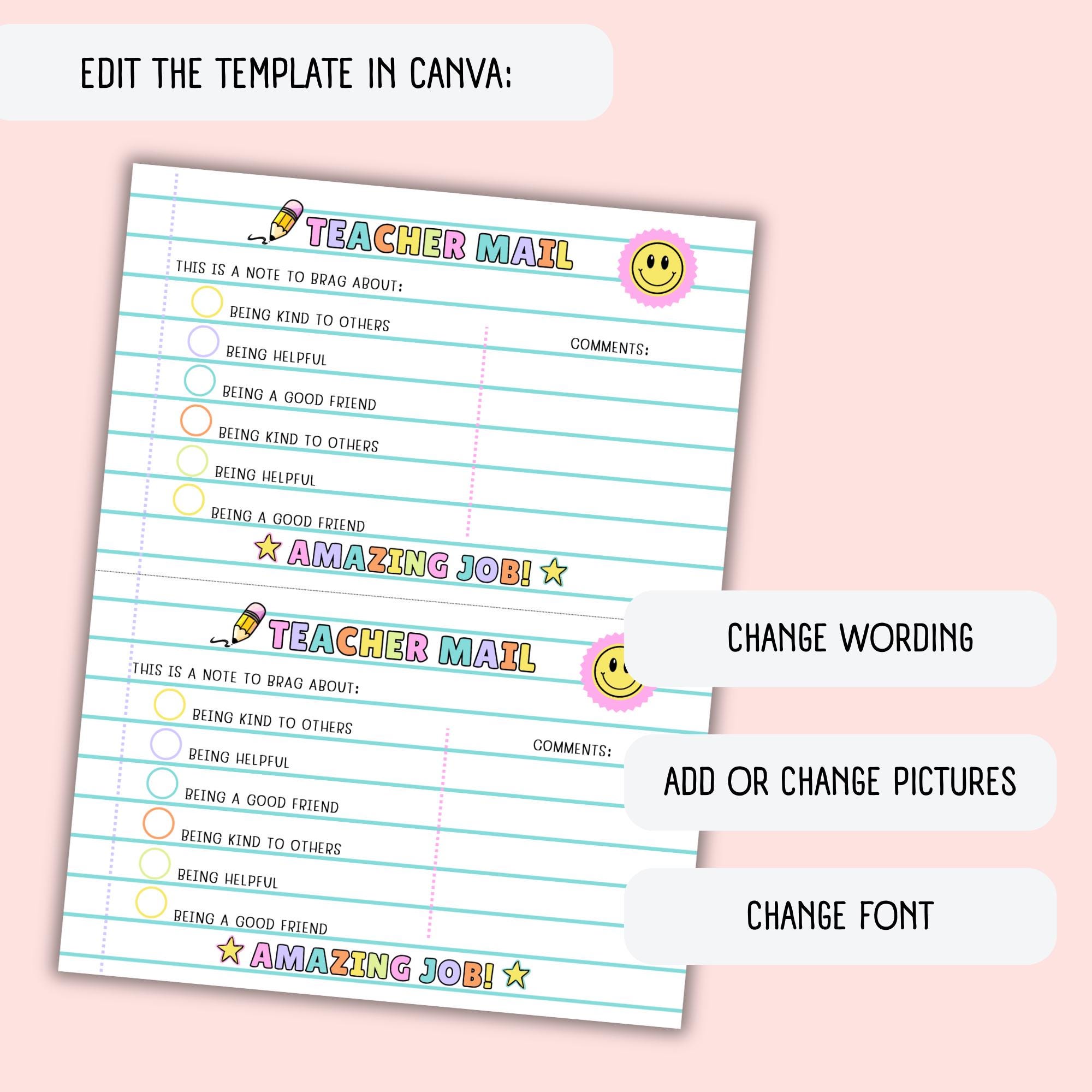 Teacher Notes Template: Editable Canva, Printable PDF - Etsy