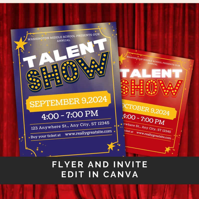 Editable Talent Show Flyer & Invitation: Canva Template (8.5x11 In) - Etsy