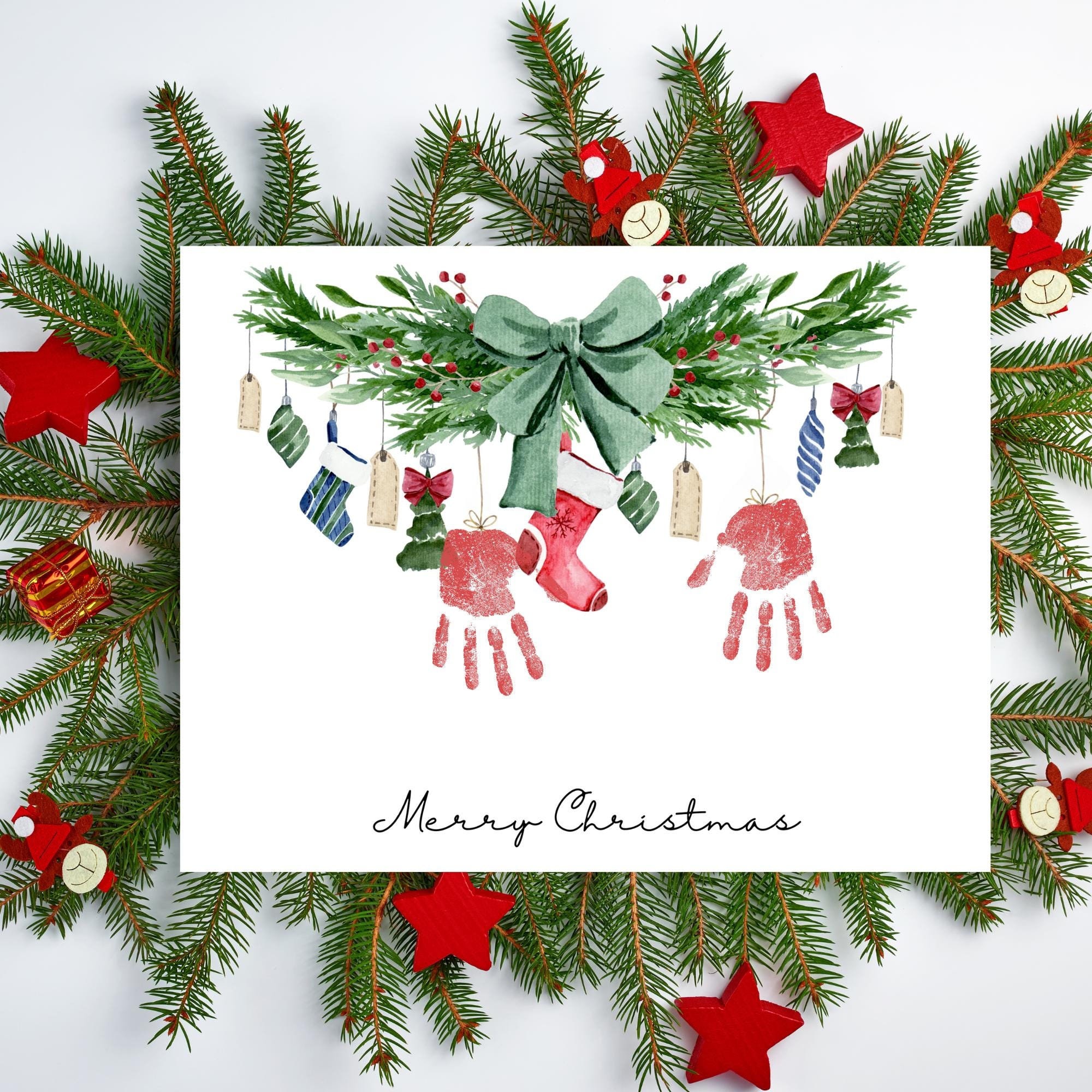 Handprint Christmas Cards: DIY Craft Activity (digital Download) - Etsy