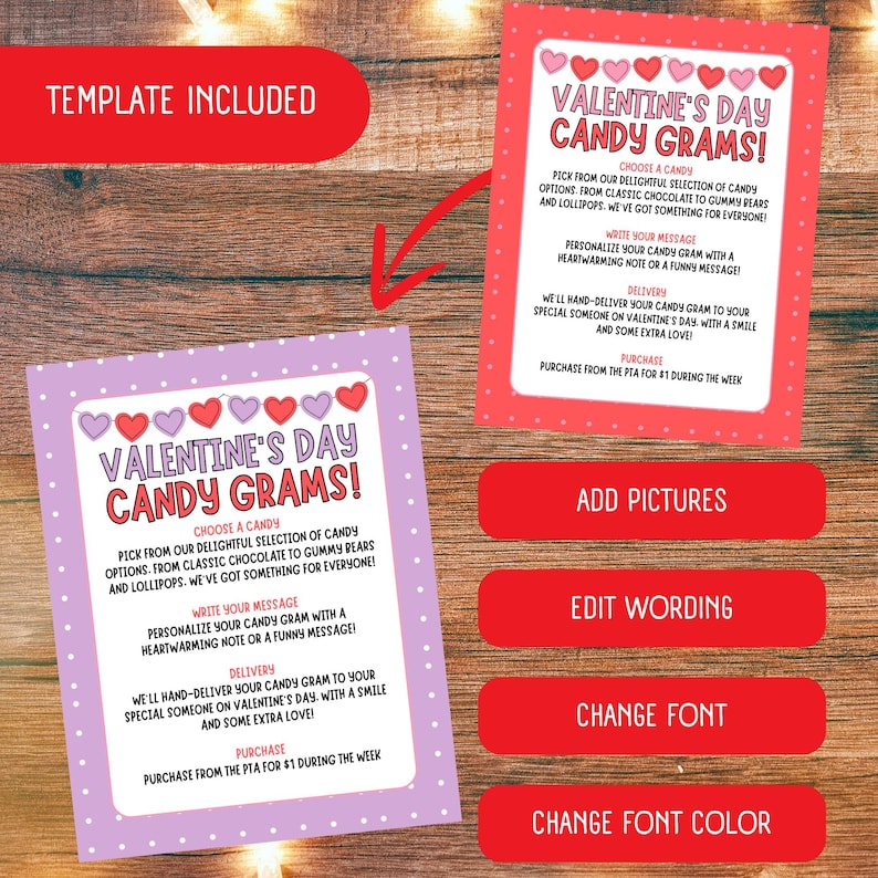 Valentine Gram, Candy Gram Printable, Valentine Candy Gram, Candy Gram ...