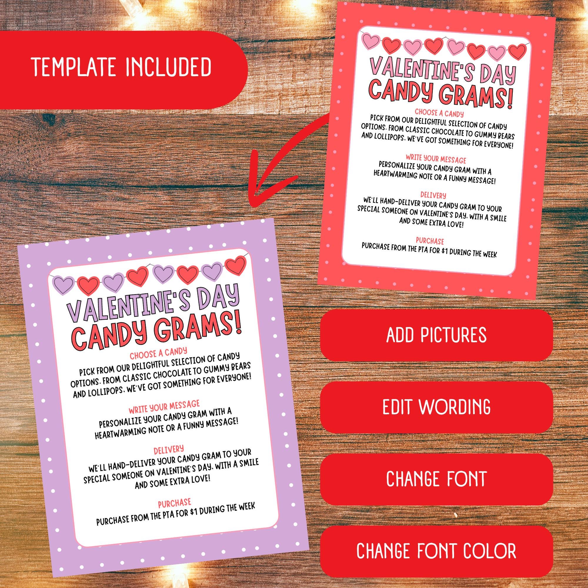 Valentine Gram, Candy Gram Printable, Valentine Candy Gram, Candy Gram ...