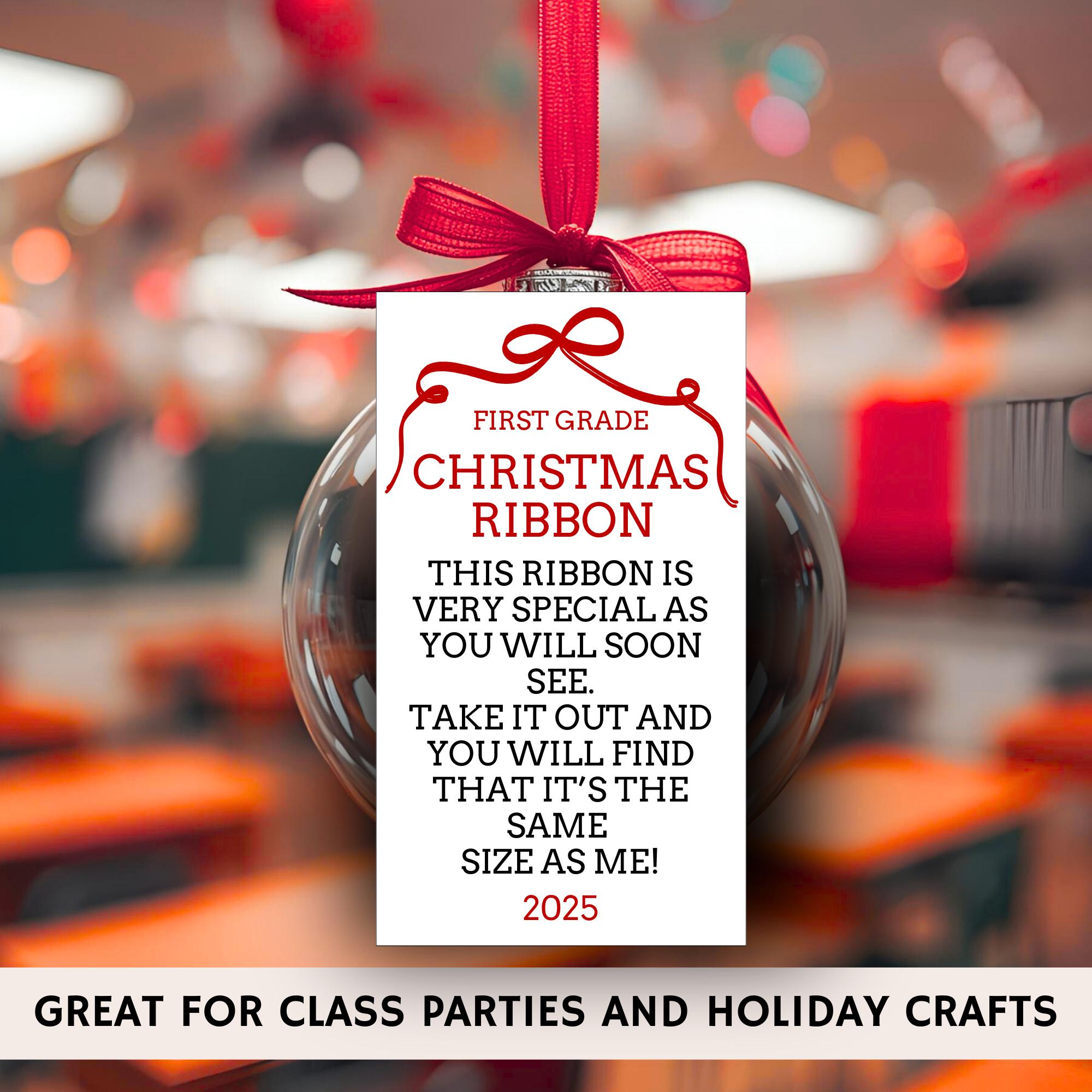 Editable Christmas Ornament Tag: Ribbon Height Keepsake (canva Template ...