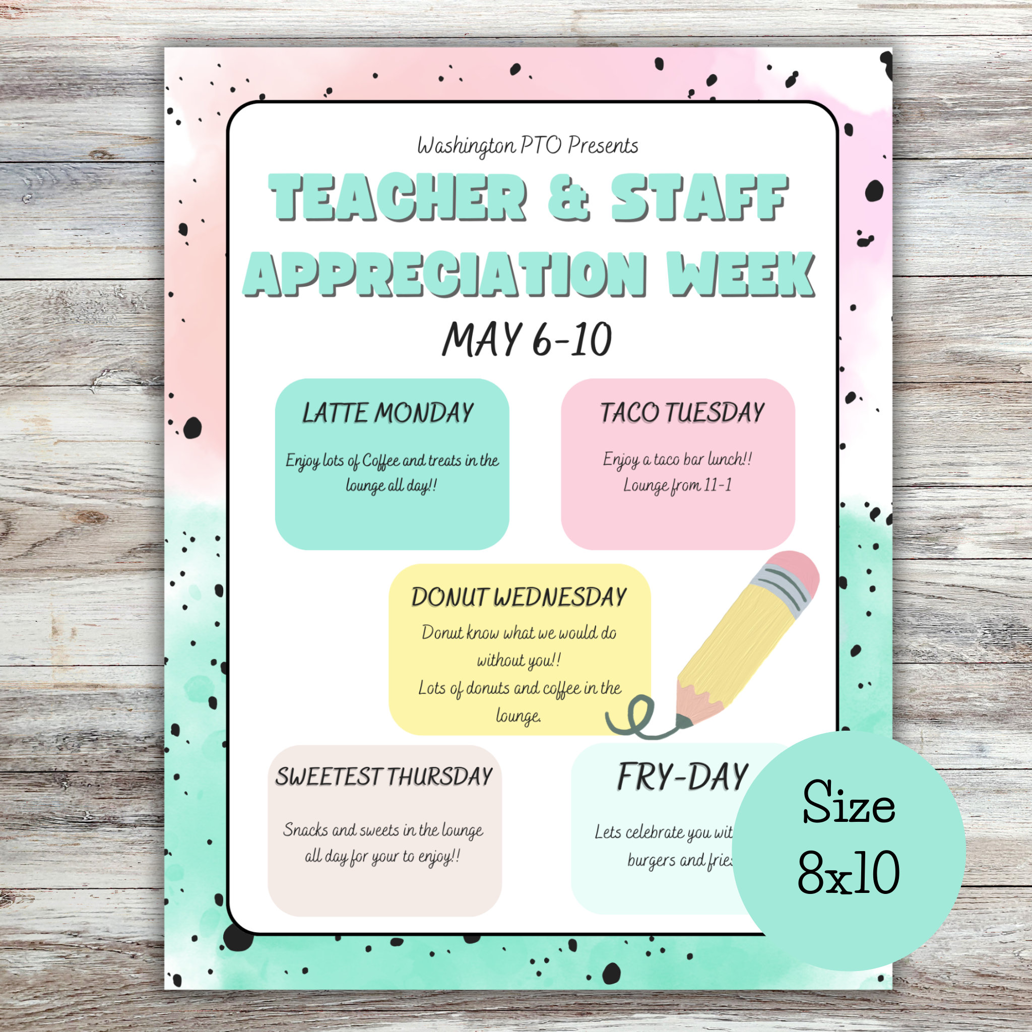 Teacher Appreciation Week Schedule: Editable Printable Flyer (canva) - Etsy