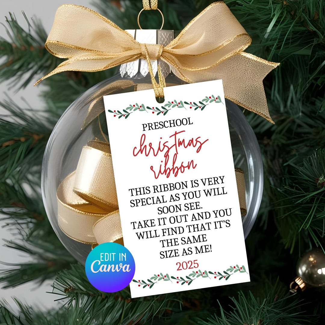 Editable Ribbon Height Ornament Tag: DIY Christmas Keepsake (canva ...