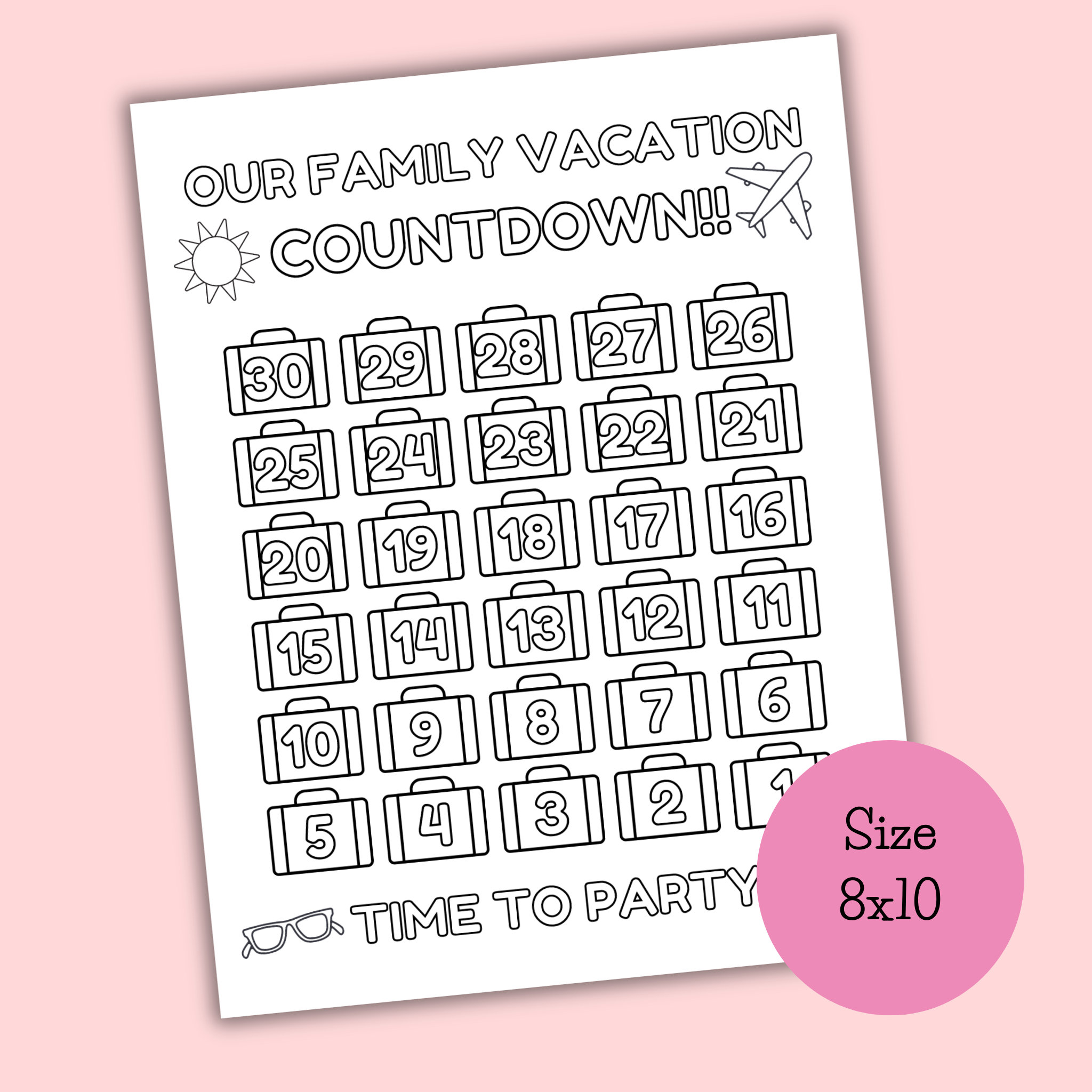 30-day Vacation Countdown Printable: Family Travel Planner (digital ...
