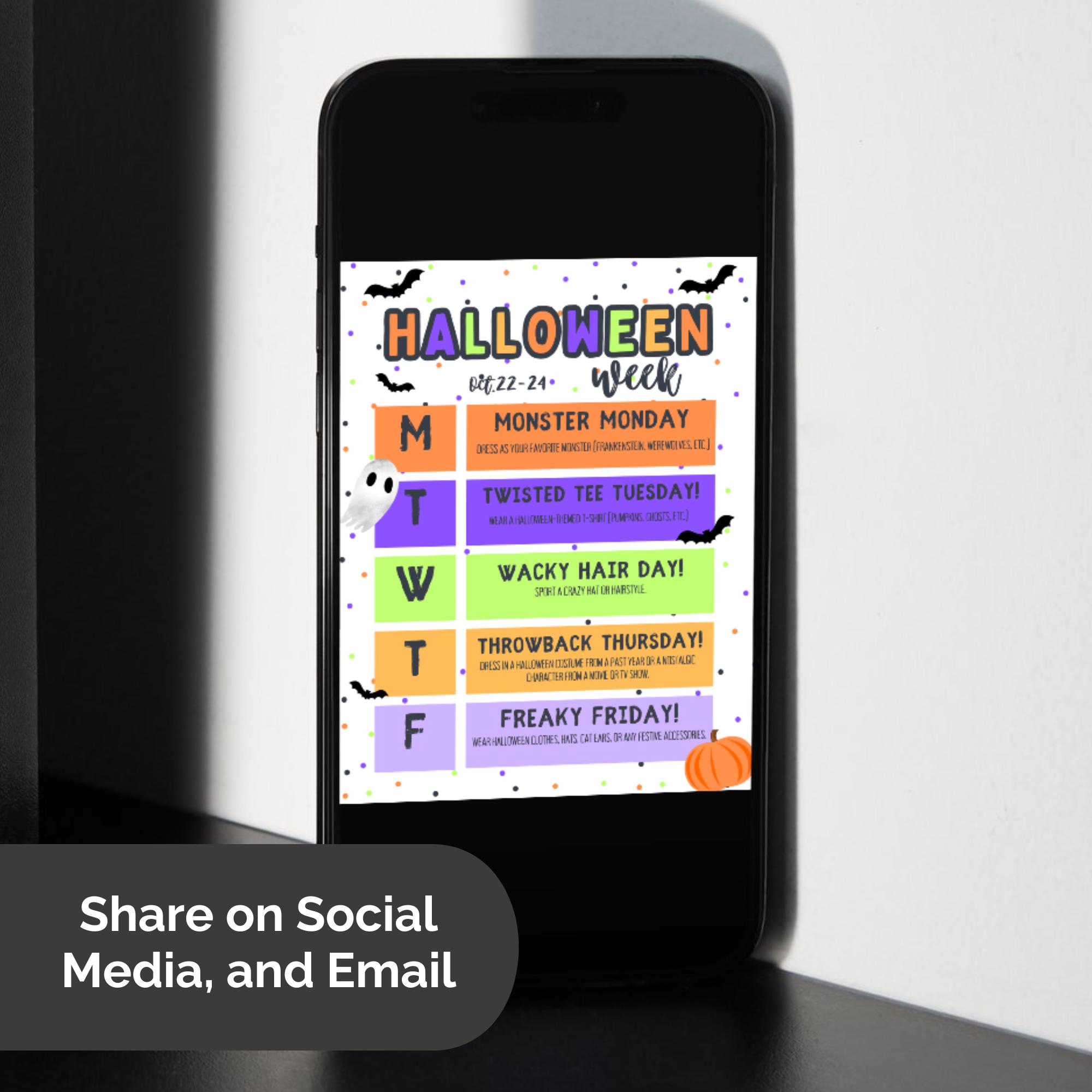 Editable Spirit Week Template: Canva Design (digital Download) - Etsy