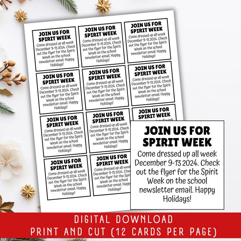 Christmas School Spirit Week Template: Editable Canva Flyer (8.5x11 ...