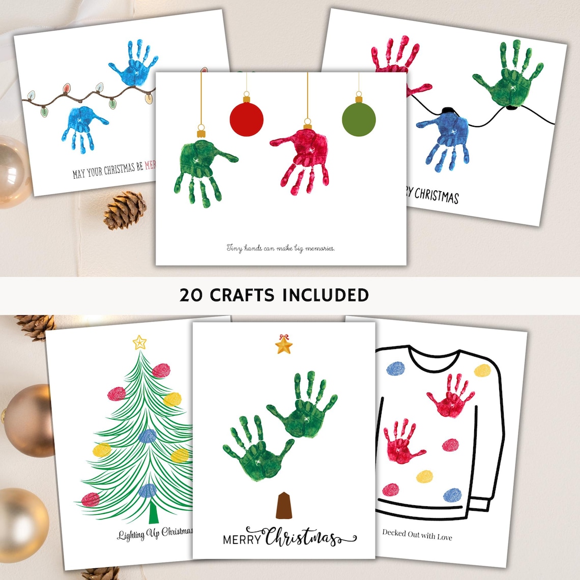 Christmas Handprint Crafts: Holiday Keepsake Templates (PDF Download ...