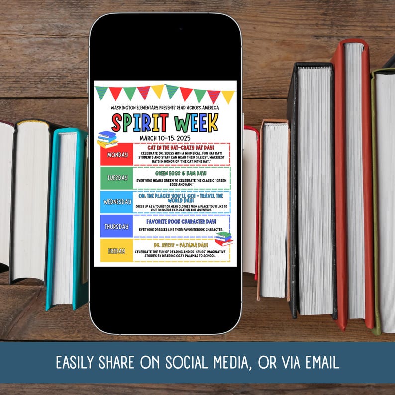Reading Week, Spirit Week Flyer, Dr Seuss Week, School Spirit Week, Oh ...