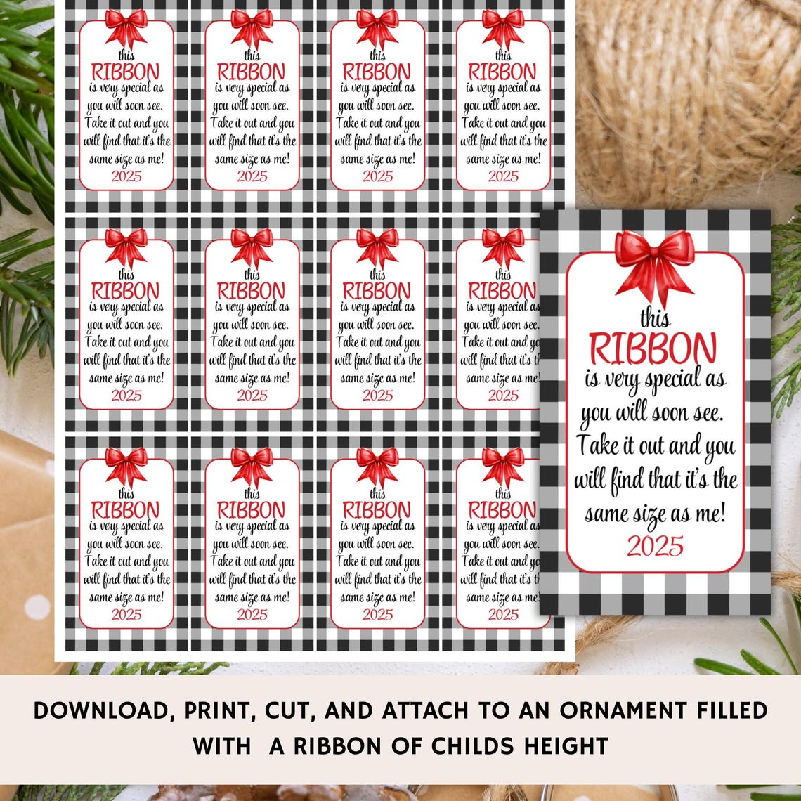 Height Keepsake Ornament Tag: Ribbon Growth Tracker - Etsy