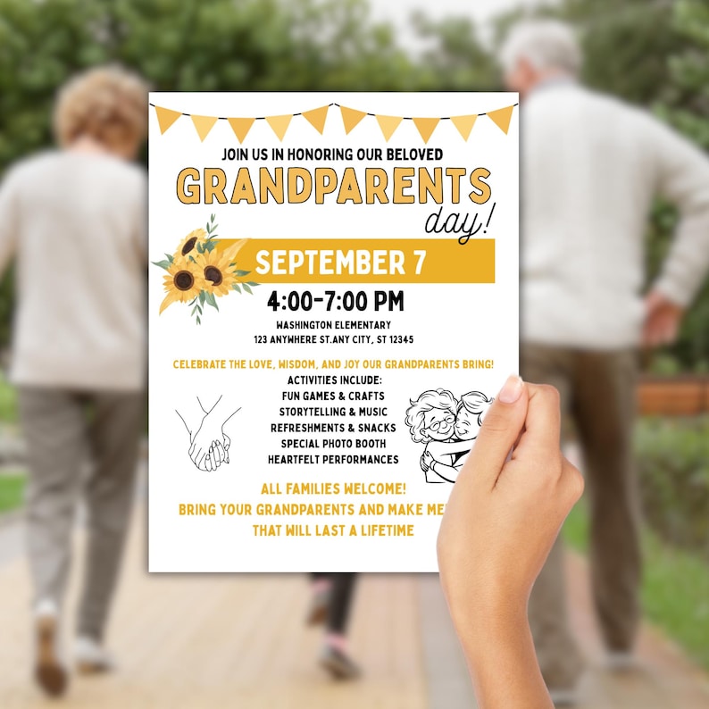 Editable Grandparents Day Flyer | Canva Template | Printable School or ...
