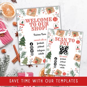 Holiday Market QR Code Scan to Pay Sign: Business Flyer (digital ...