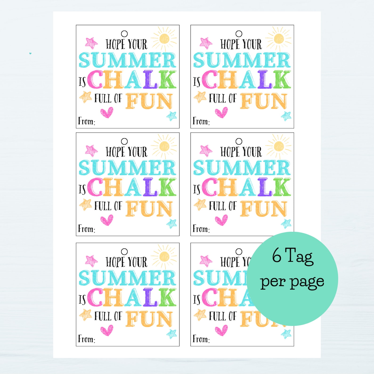 Chalk-full of Fun Gift Tag, Summer Classroom Gift (digital Download) - Etsy