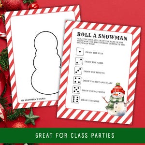 Roll a Snowman, Gingerbread Man, Reindeer Dice Game (digital Download ...