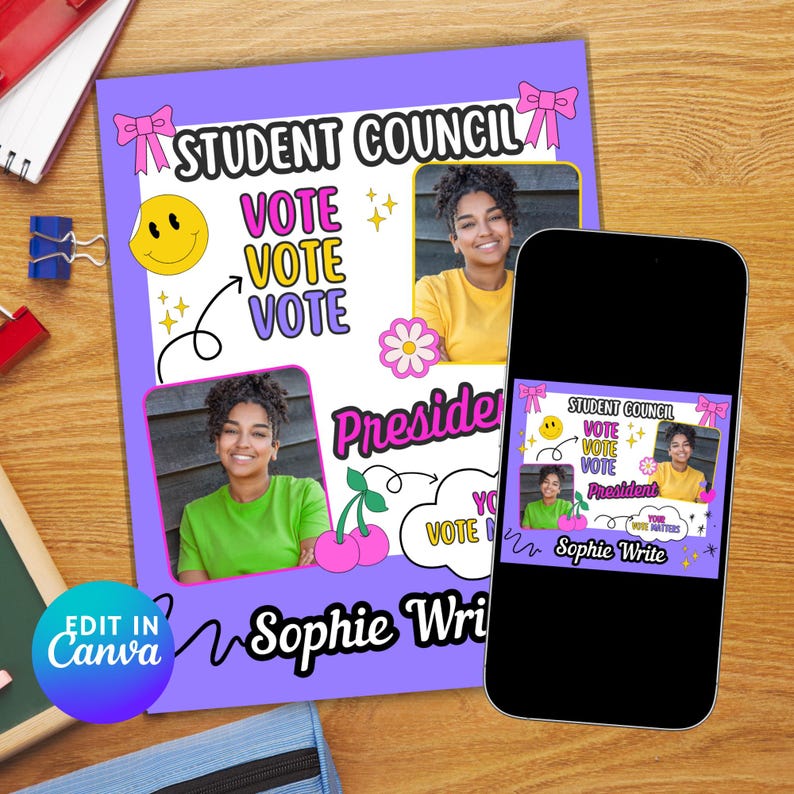 Editable Student Campaign Flyer: Homecoming Queen, Student Council ...