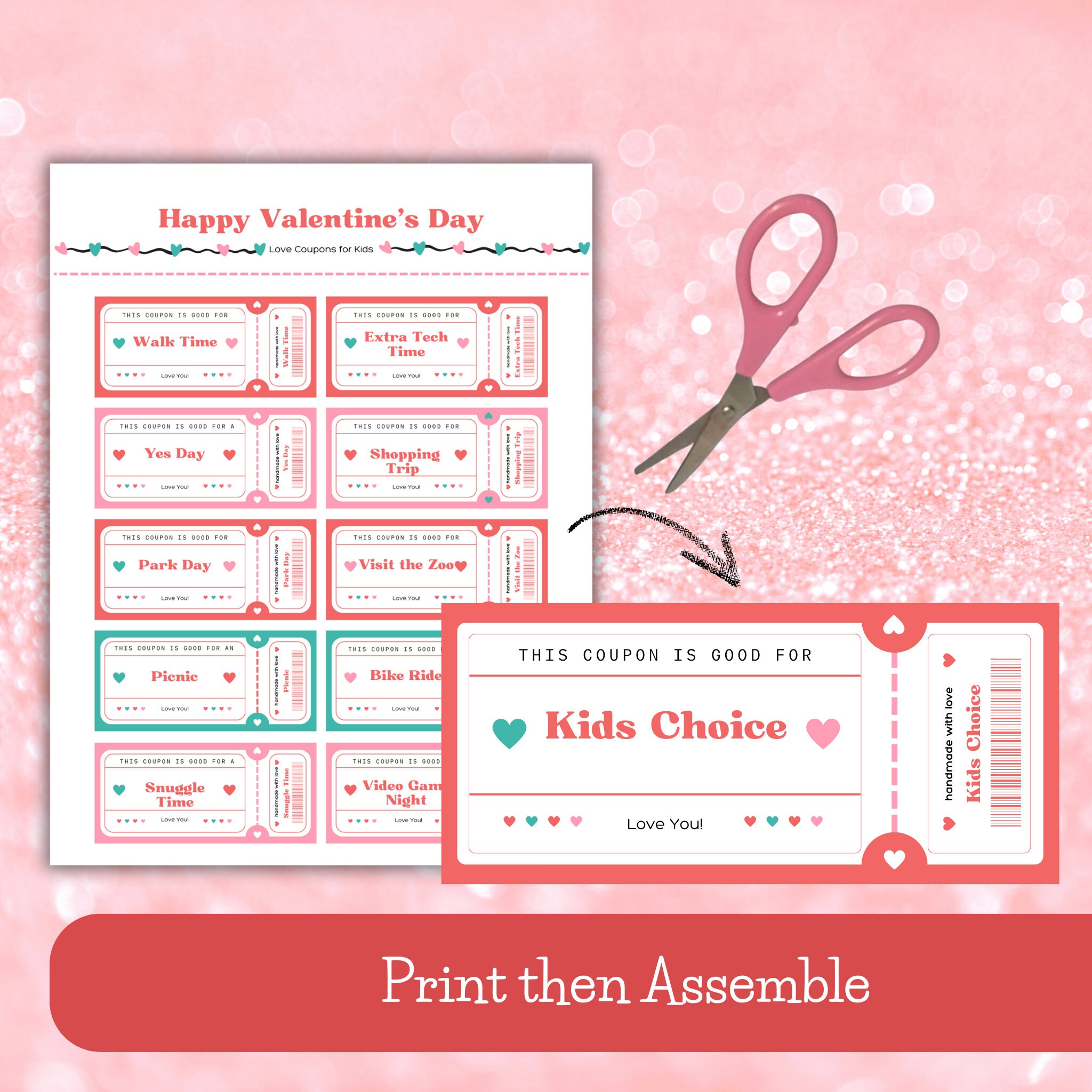 Editable Kids Valentine's Day Coupons: Printable Love Coupon Book ...