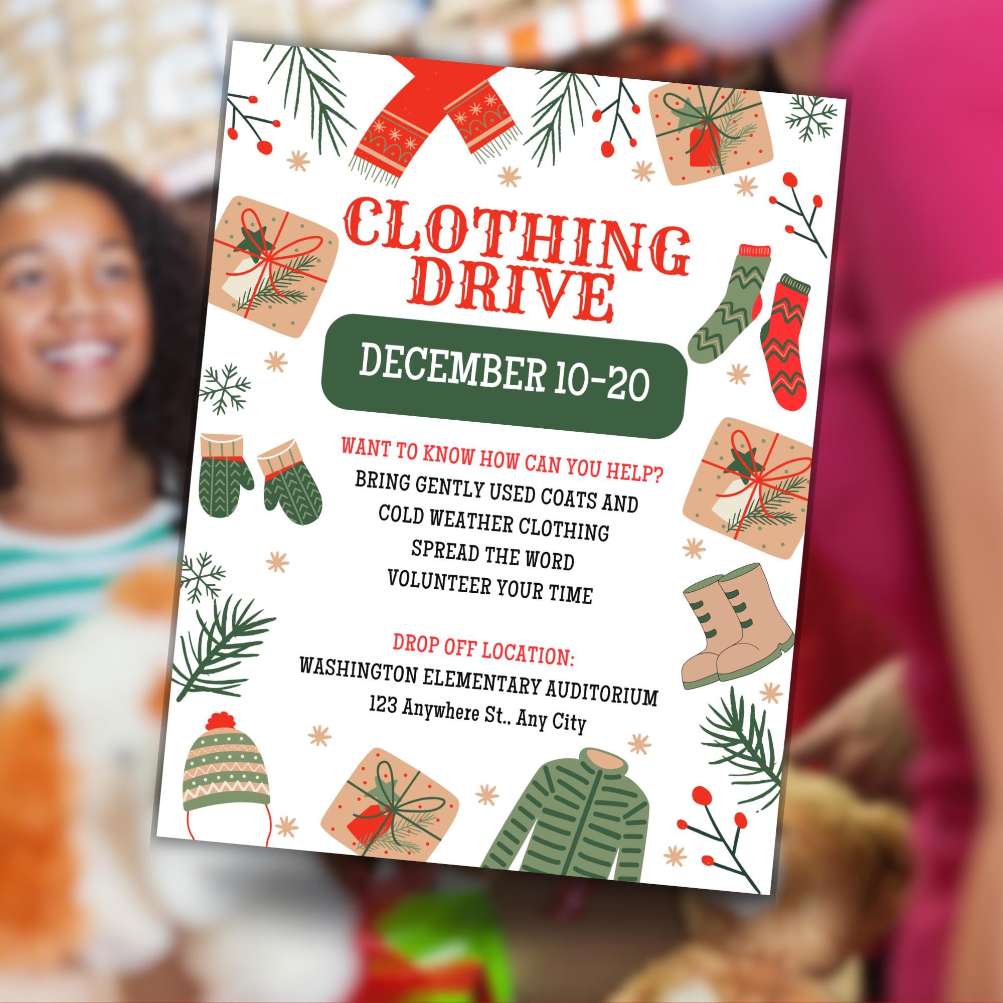Editable Toy Drive Flyer Templates: Christmas Charity Event (canva ...