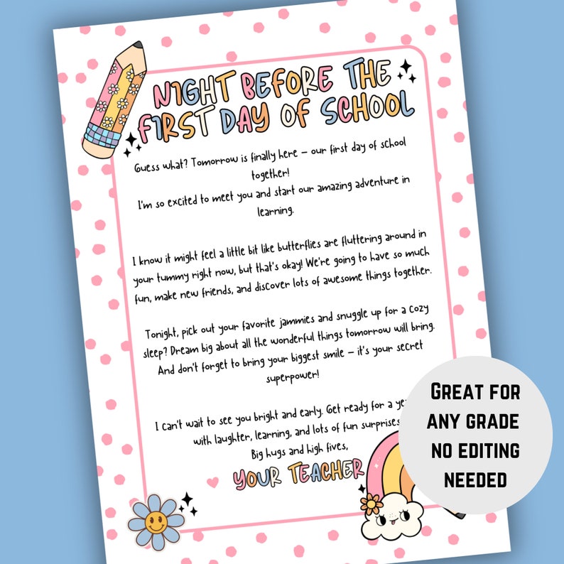 Night Before School, Ready Confetti, Kindergarten, New School Year ...