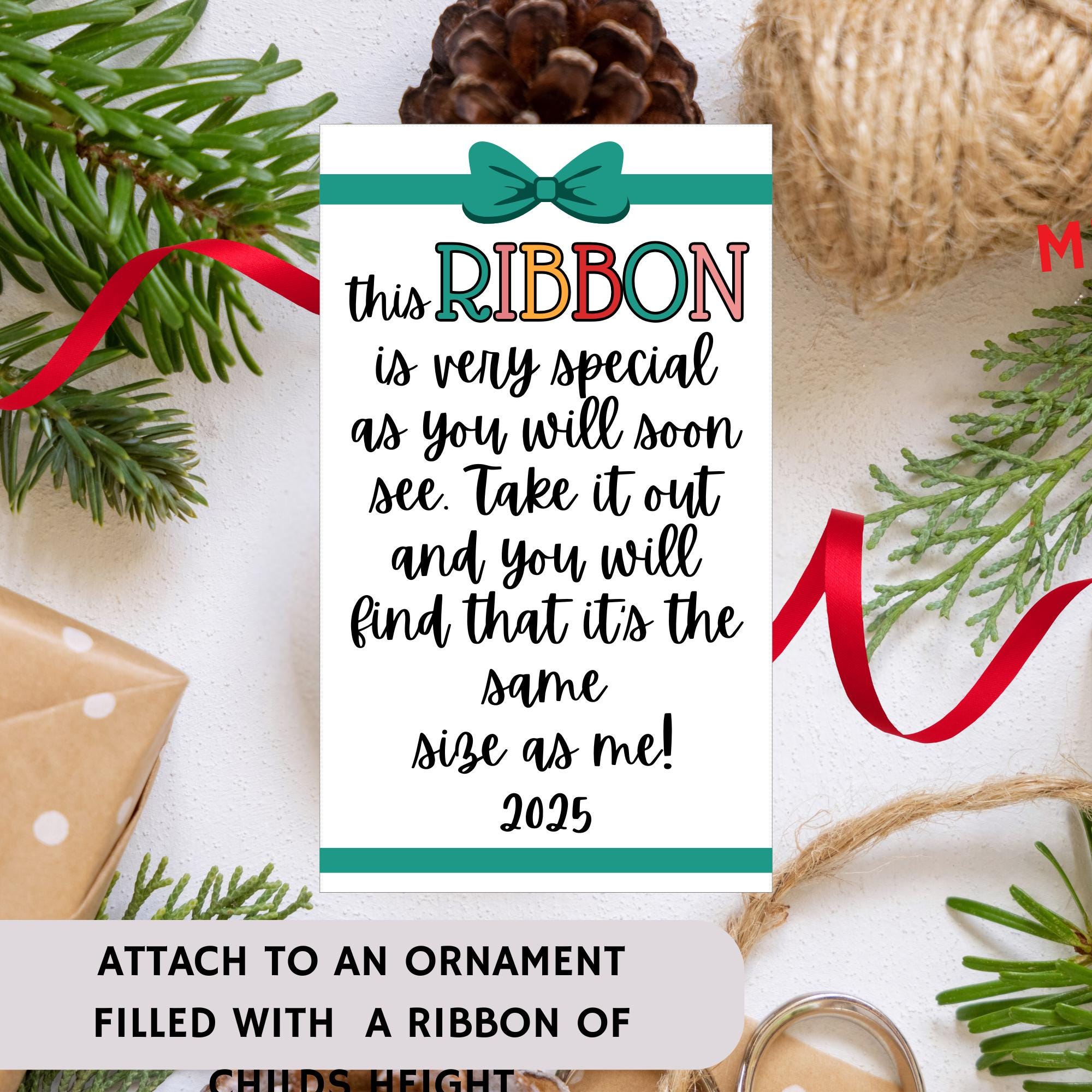 Editable Height Keepsake Ornament Tag: Ribbon Ornament (digital ...