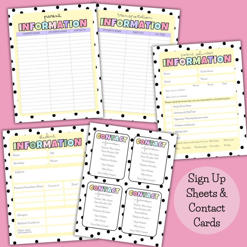 Meet the Teacher Template Bundle: Editable Open House Forms (canva) - Etsy