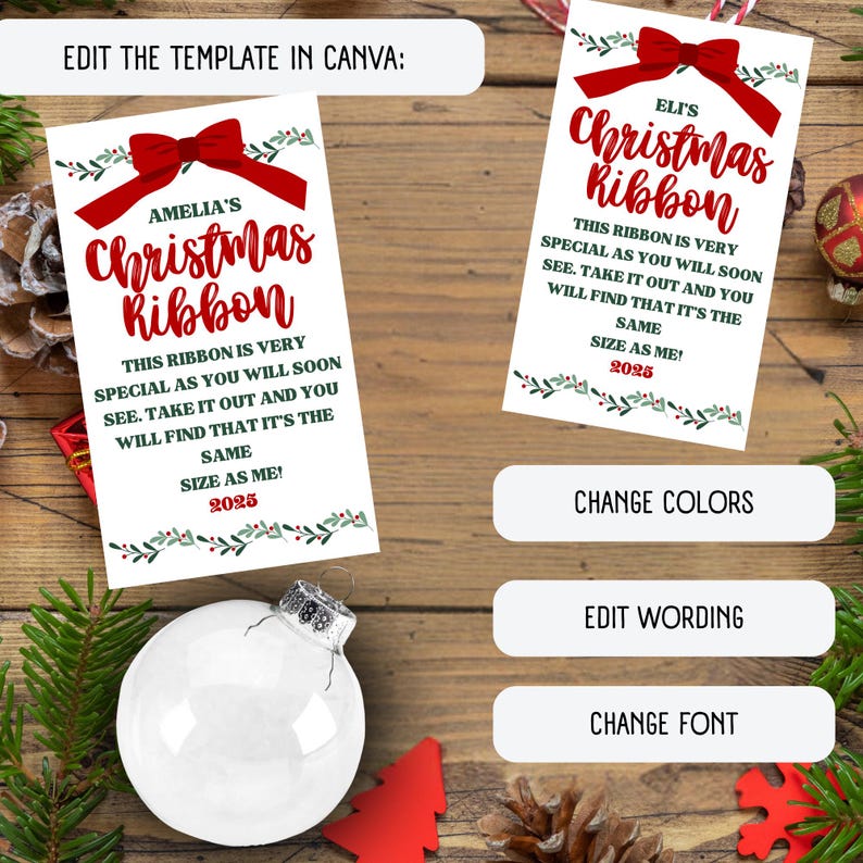 Editable Ribbon Tag,same Size as Me,ribbon Ornament, Height Ornament ...