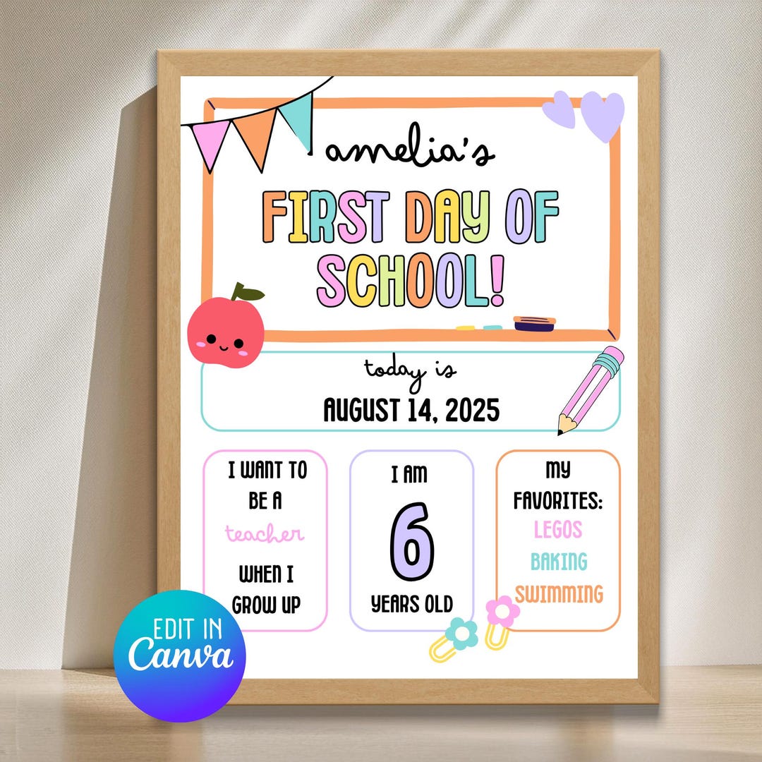 First Day School Sign, Chalkboard Sign, First Day Chalkboard ...