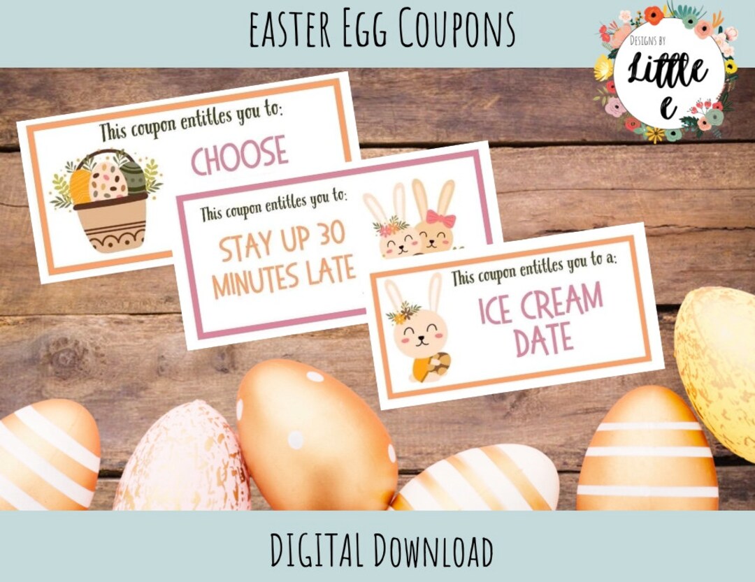 Easter Egg Coupons, Easter Egg Fillers, Easter Egg Tokens, Easter Egg ...