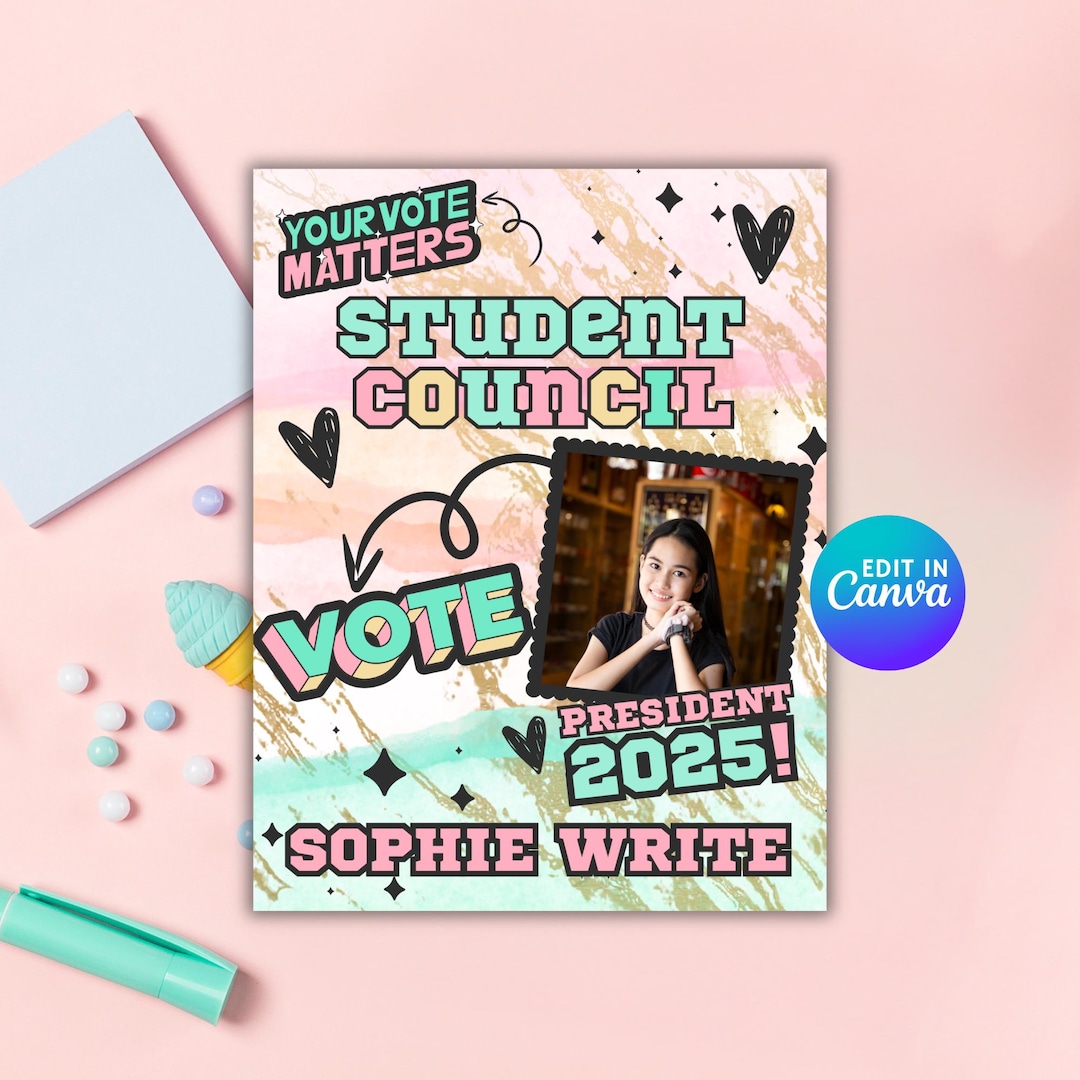 Student Council Campaign Flyer Template: Editable School Election ...