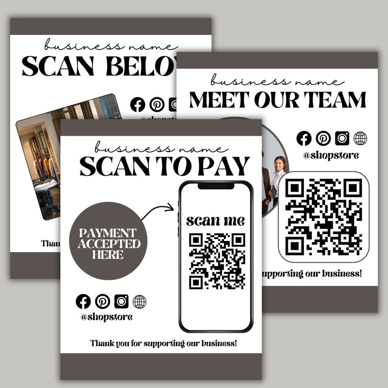Personalized QR Code Sign Template: Scan to Pay, Canva Editable ...