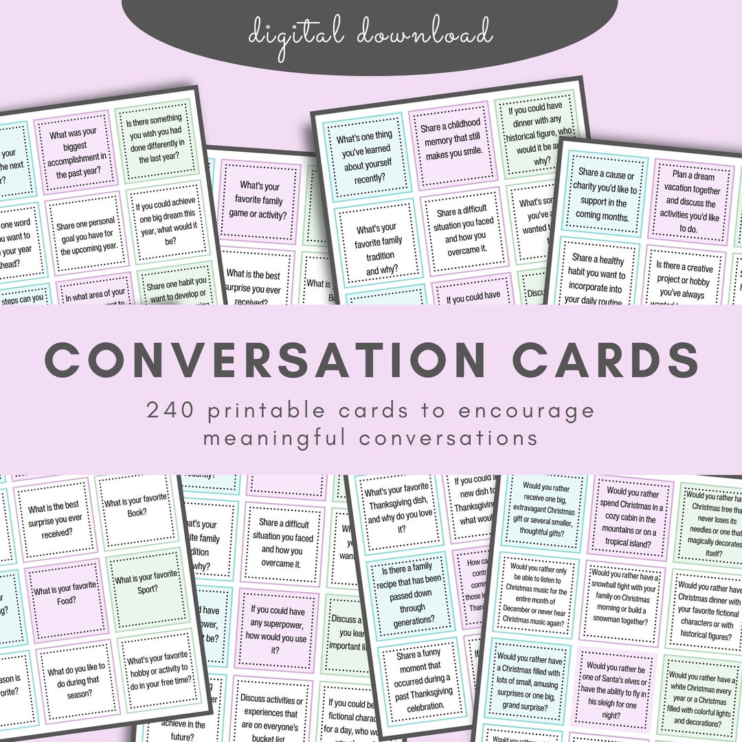 Family Conversation Starter Cards: 240 Printable Questions (digital ...