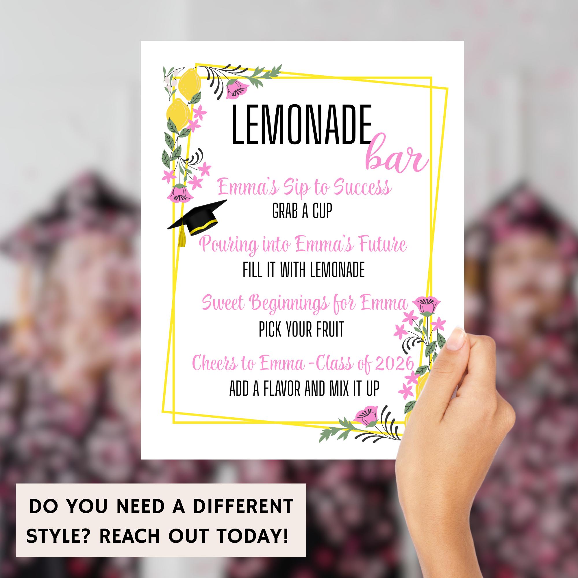Graduation Lemonade Bar Sign: Editable Canva Template (PDF & PNG) - Etsy