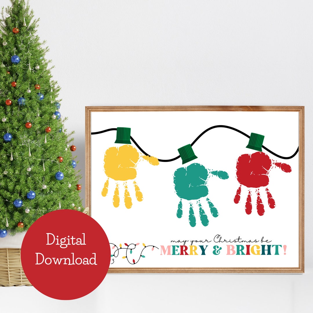 Christmas Lights Handprint Art Craft, Christmas Handprint Craft, DIY ...