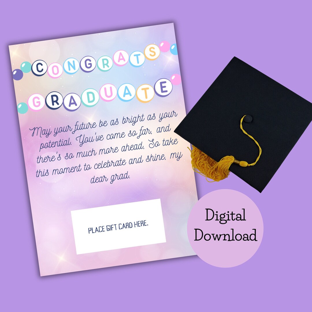 Swiftie Graduation Gift Card Holder, Printable Grad Card ...